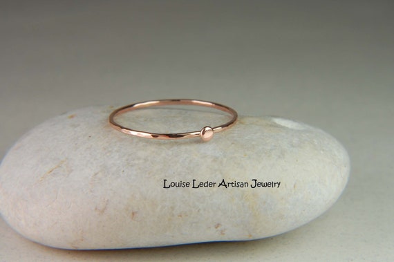 Dainty Rose Gold Ring 14K Solid Rose Gold Ring Hammered Ring | Etsy