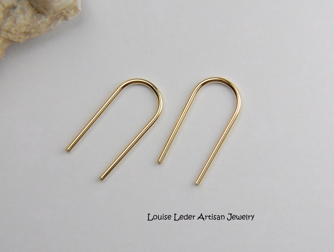 14K Gold Earrings Open Hoop Earrings Gold Minimalist Earrings - Etsy