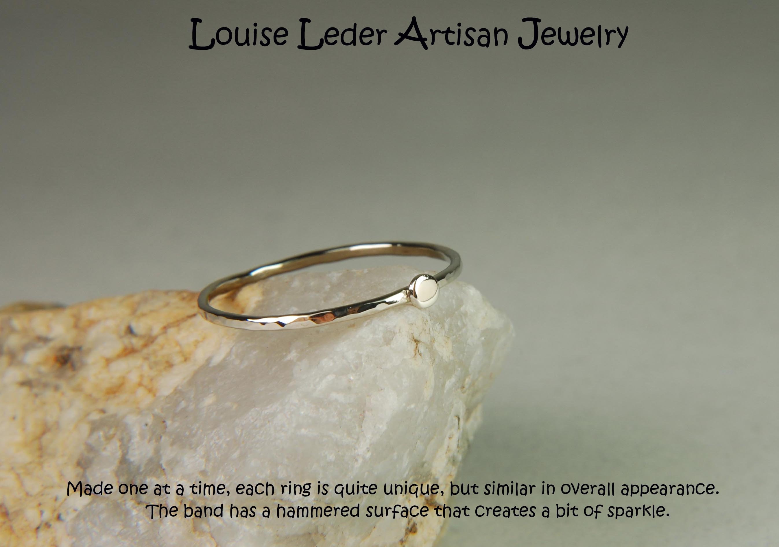 Dainty White Gold Ring 14K Solid Gold Ring Hammered Gold | Etsy