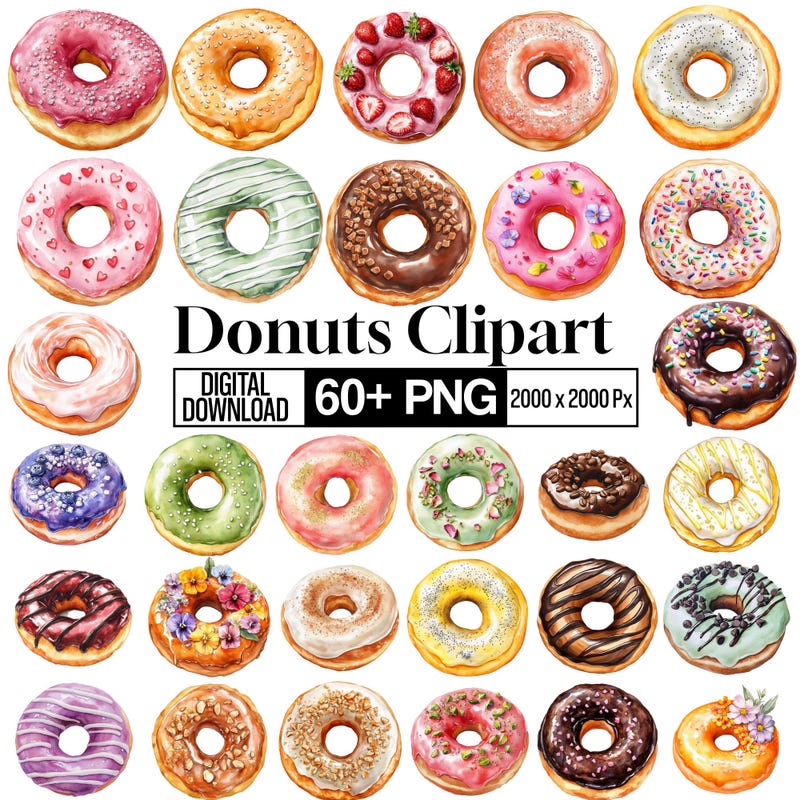 Donut Printable Clipart - Etsy