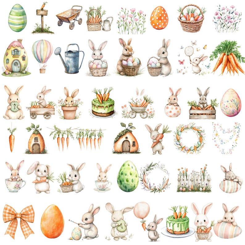 70 Carrot Land Clipart Bundle, Easter Carrot SVG, Watercolor Vegetable ...