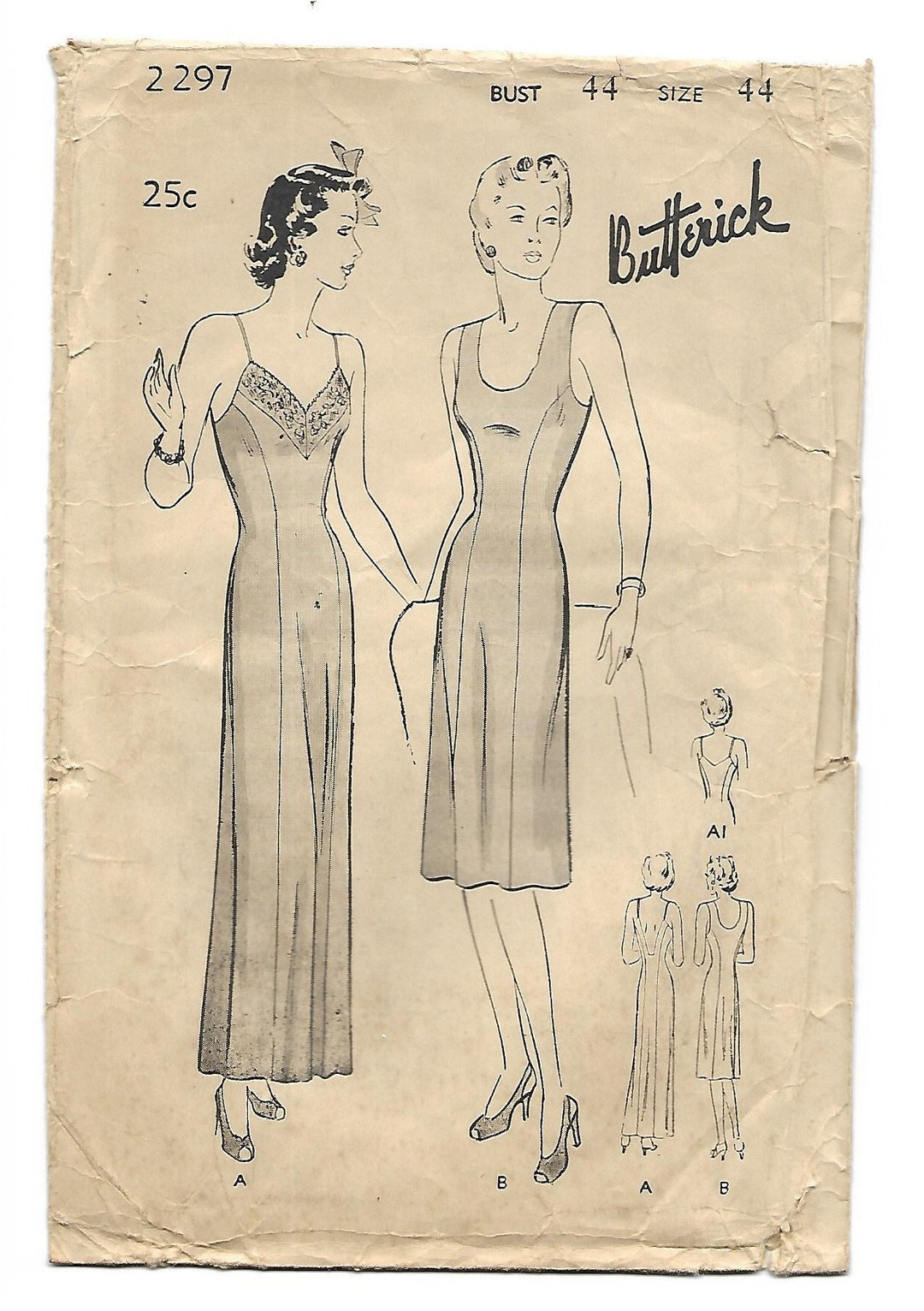 Vintage Slip Pattern, Butterick 2297, Bust Size 44, Princess Seams ...