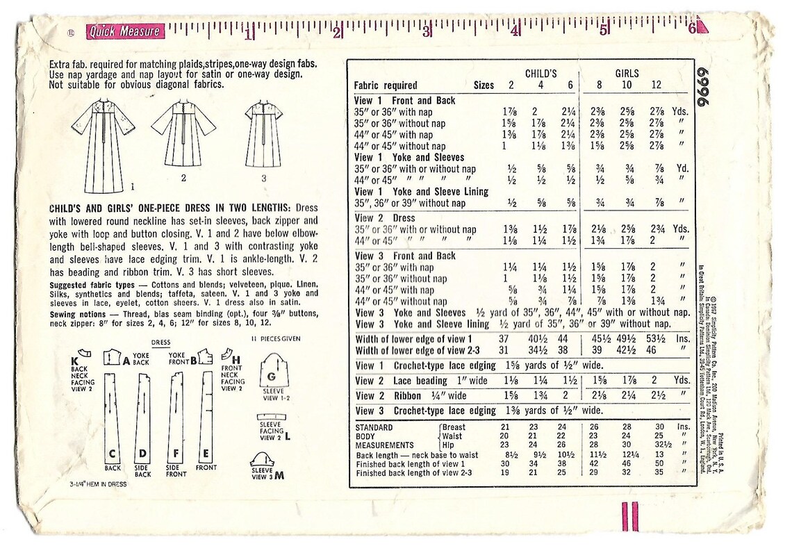 Girls Dress, Simplicity 6996, Size 4, A-line, Jewel Neckline, Short ...