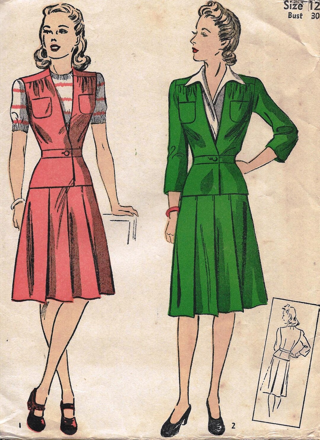 1940s Suit Dress Pattern: Du Barry 5436, Misses Size 12, Bust 30 - Etsy