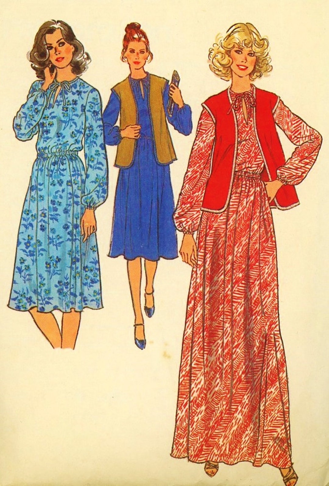 1970s Dress Pattern: Simplicity 8418 Misses Size 12, Vest, Elastic ...