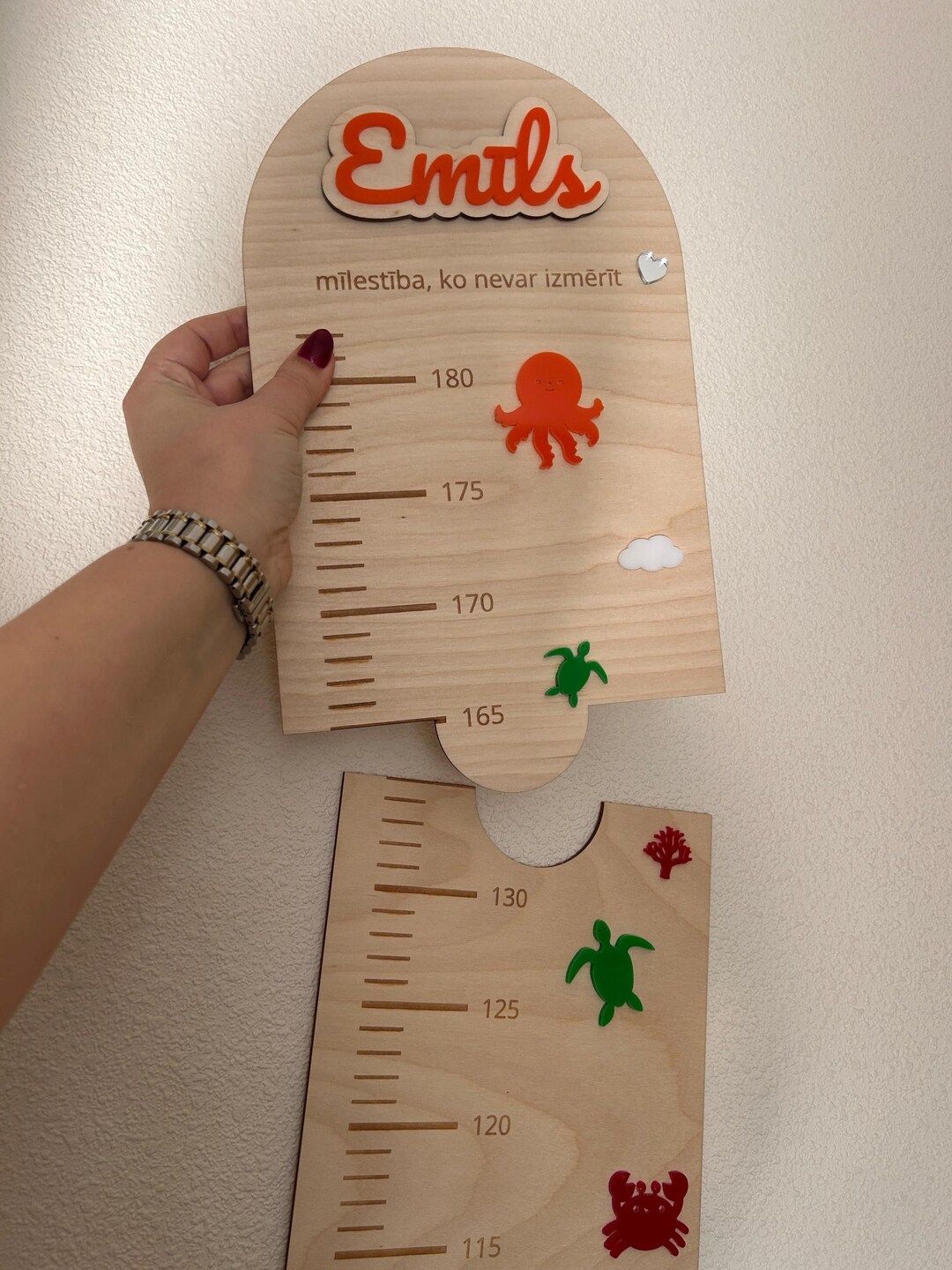 Personalised Wooden Growth Chart: Engraved Name, Nautical Theme Nursery ...