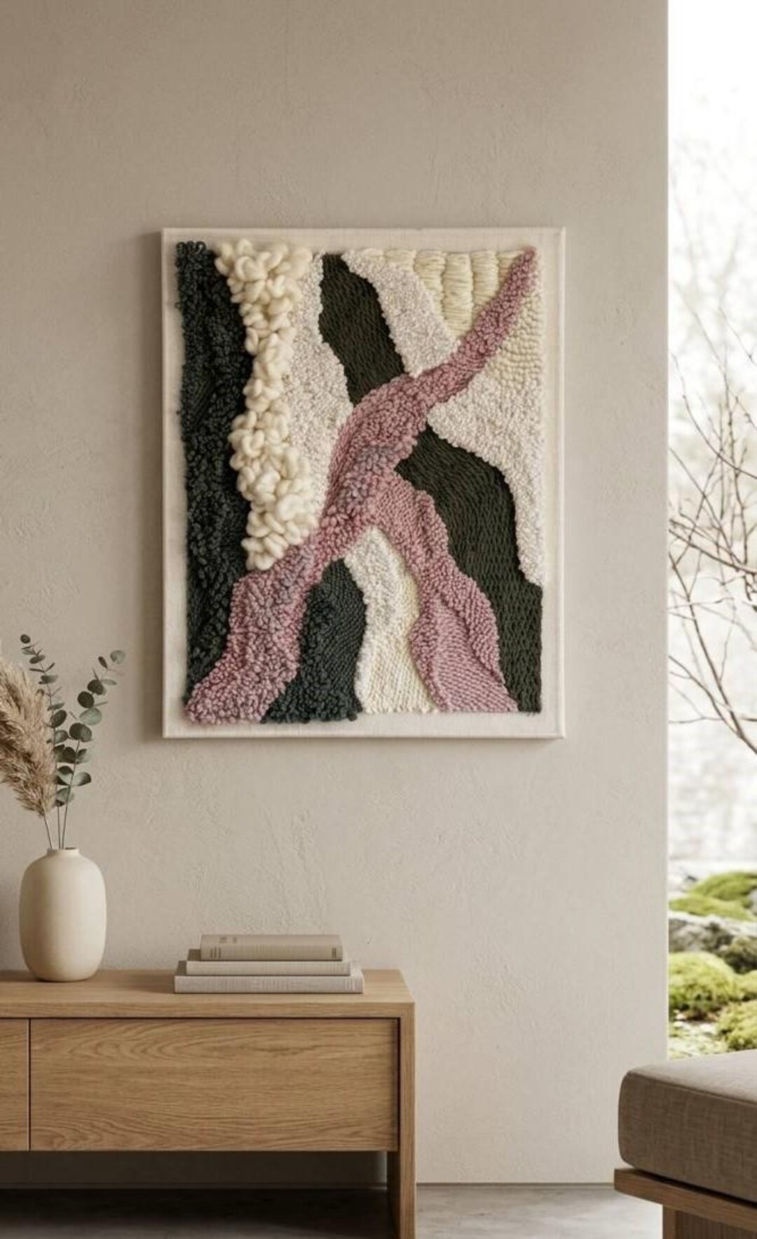 Abstract Fiber Art, Textile Wall Decor, Sculptural Tapestry, Modern ...