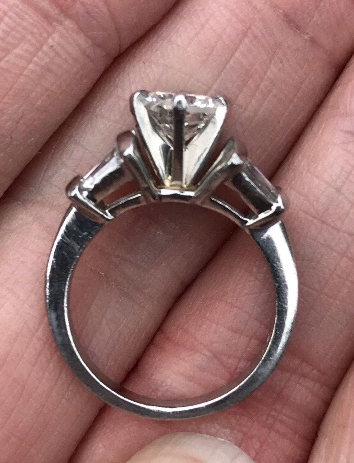 Heavy..One carat Diamond center with .80 points of baguettes | Etsy