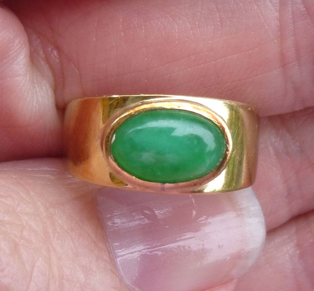 Pending 2 Nancy….amazing Large Apple Jade Ring in a Art Deco Mounting ...