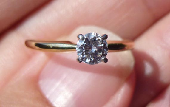 Diamond Solitaire 1/3 Carat Round-cut 14K White Gold Ring and | Etsy