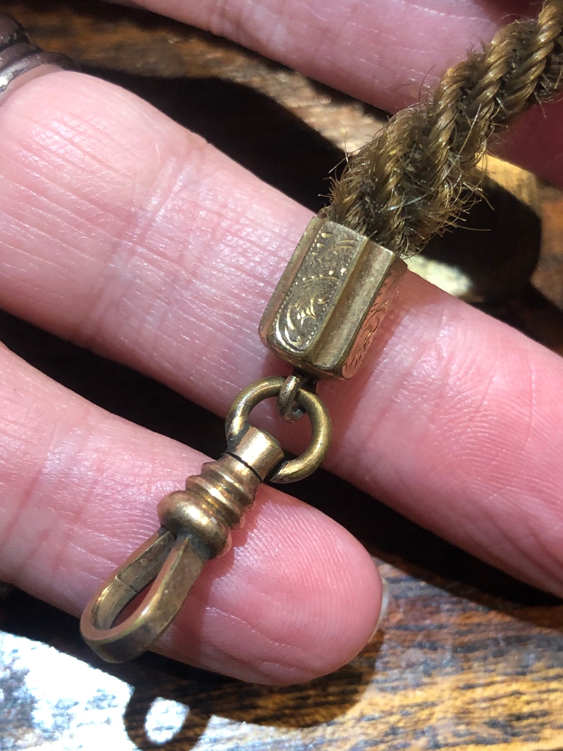 BEAUTIFUL Victorian Hair Watch Chain With Opal Garnet and Fob | Etsy