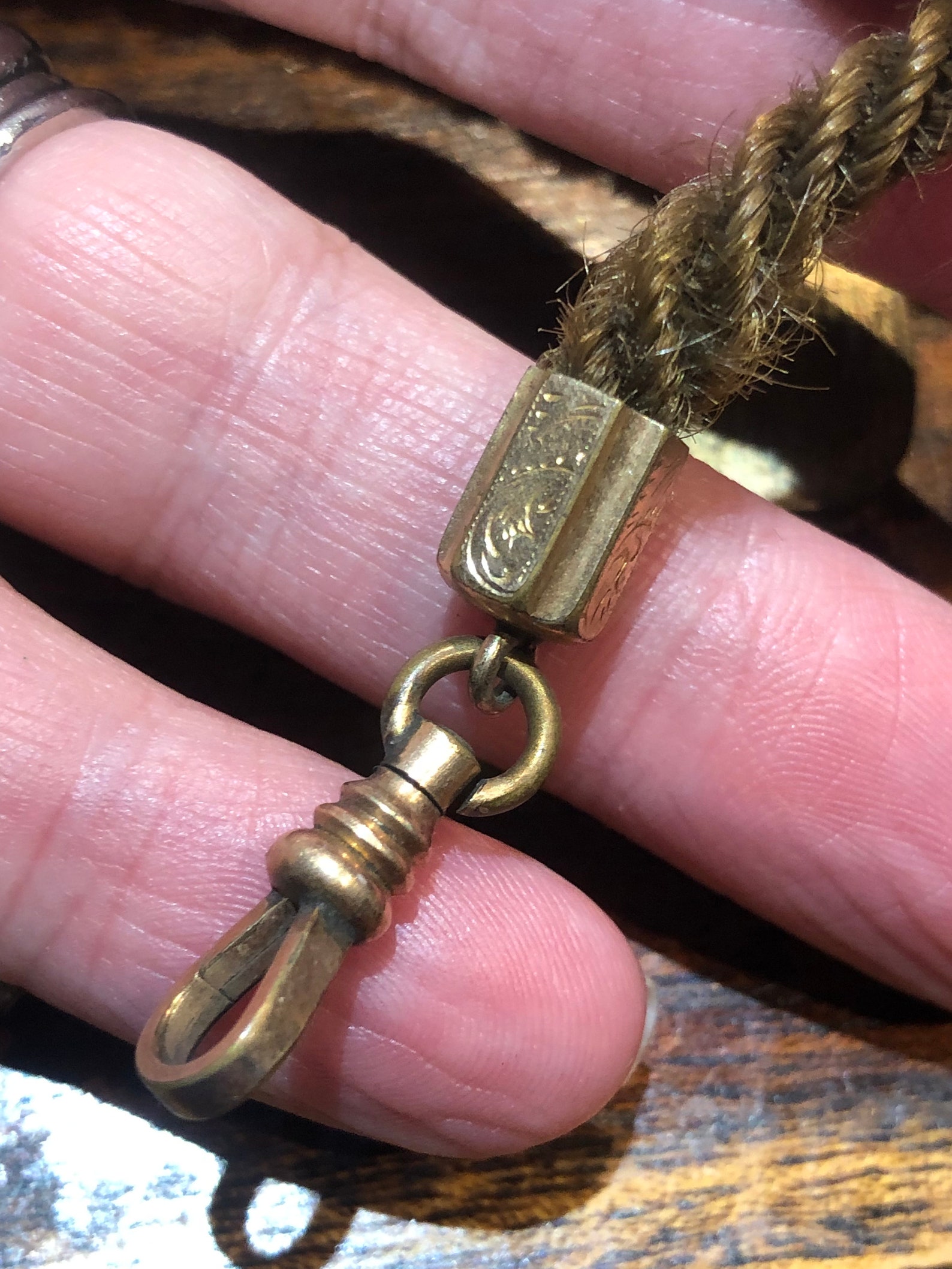 BEAUTIFUL Victorian Hair Watch Chain With Opal Garnet and Fob | Etsy