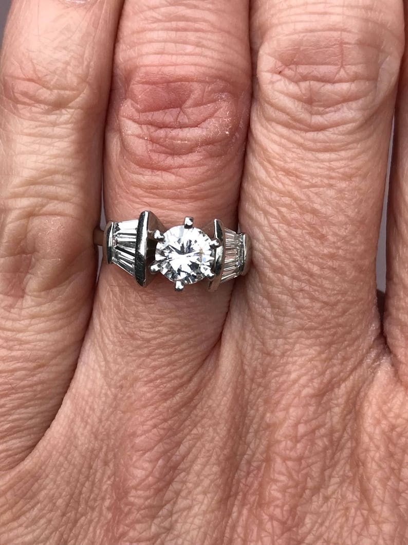 Heavy..one Carat Diamond Center with .80 Points of Baguettes - Etsy