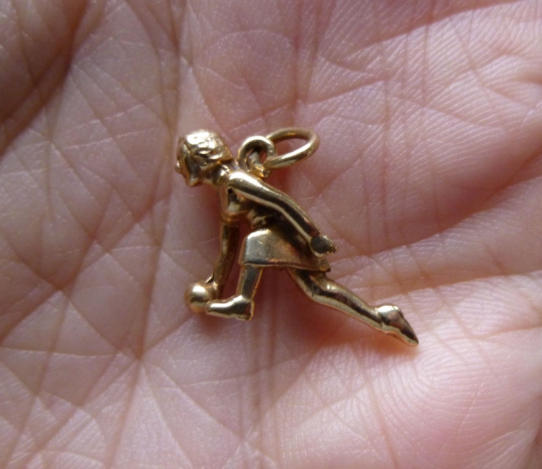 RARE Hand Made Lady Bowler in 3D in 14KT Yellow Gold Heavy 2.4 - Etsy