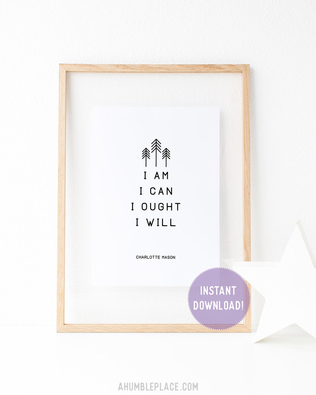 Charlotte Mason "i Am...." Quote With Line Art Print (PDF VERSION) - Etsy