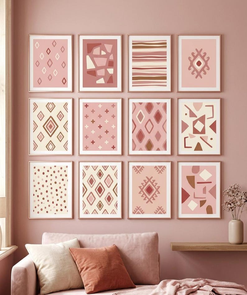 Terracotta Boho Botanical Gallery Wall Art Set, Earth Tone Abstract ...
