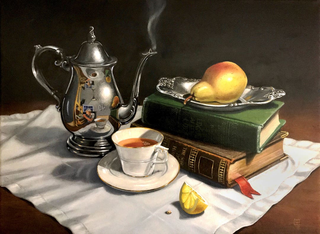 Digital Download Only-oil Painting tea With Poe and - Etsy