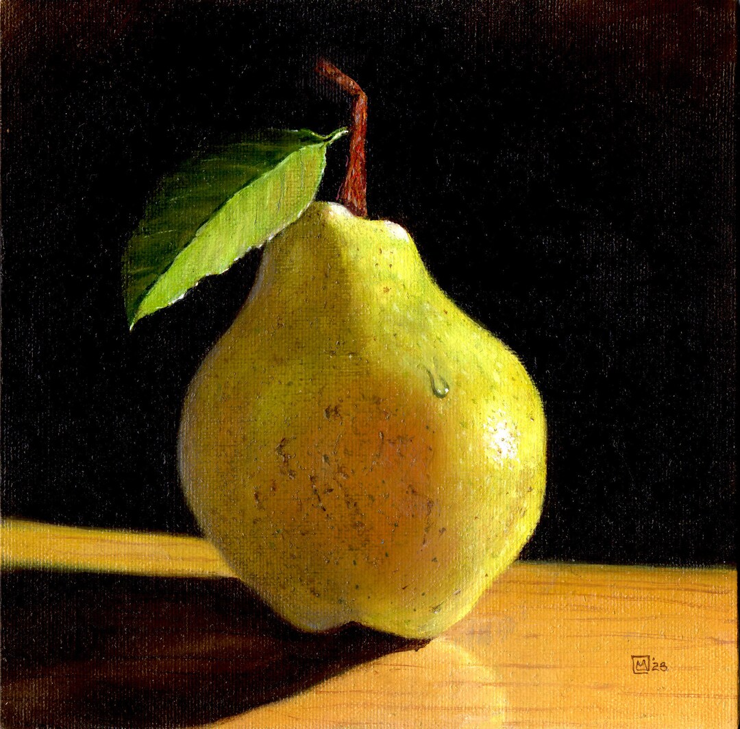Oil on Panel Painting of a Pear. Digital Download Only - Etsy