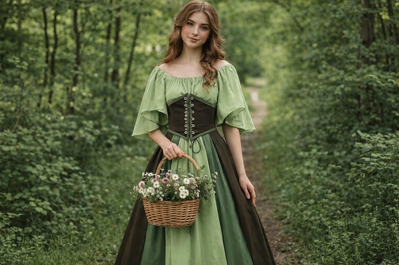 Renaissance Corset Fairy Dress, Medieval Cottagecore Fantasy Dress ...