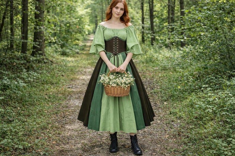 Renaissance Corset Fairy Dress, Medieval Cottagecore Fantasy Dress ...