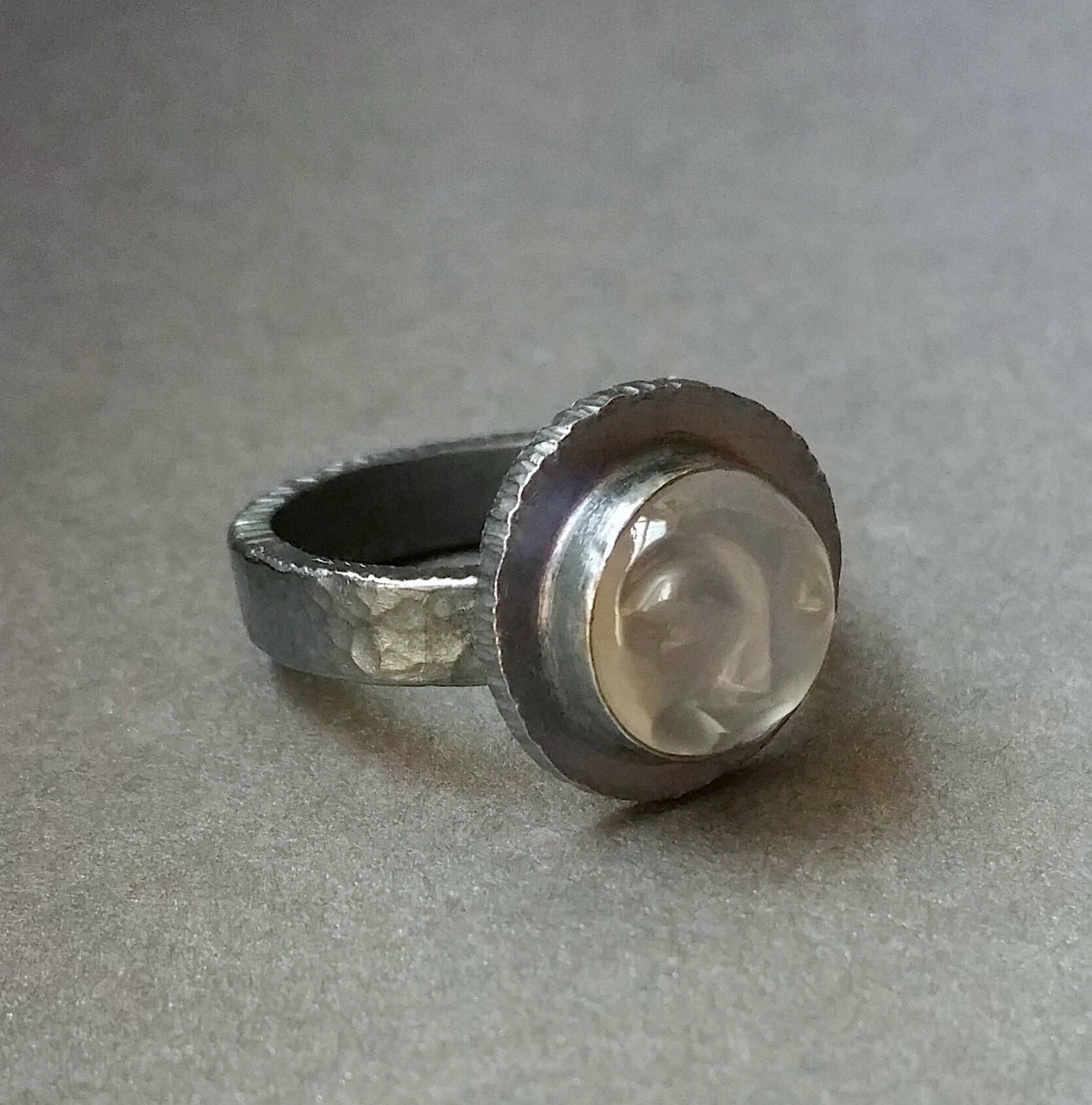 Carved Moonstone Ring - Constellation Jewelry - Moon Face Ring - Carved ...