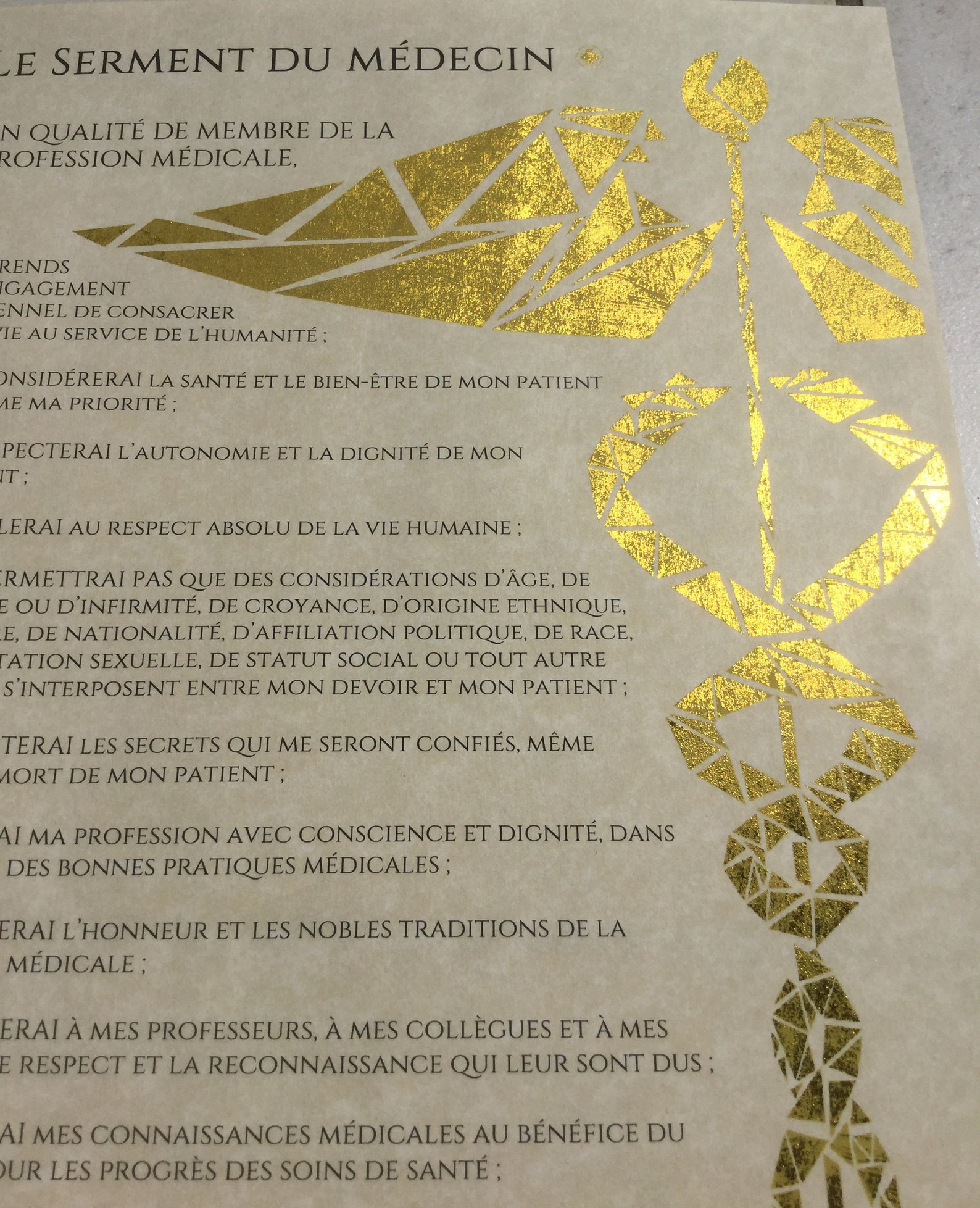 La déclaration du serment de médecin de Genève personnalisé - Etsy Polska