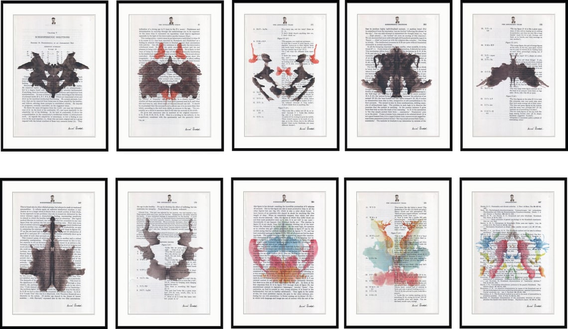 Rorschach Inkblot Test Prints: Vintage Book Page Art, Set of 10 - Etsy