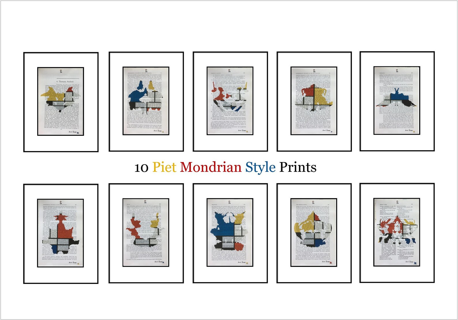 10 Piet Mondrian Style Hermann Rorschach Inkblot Test Prints | Etsy