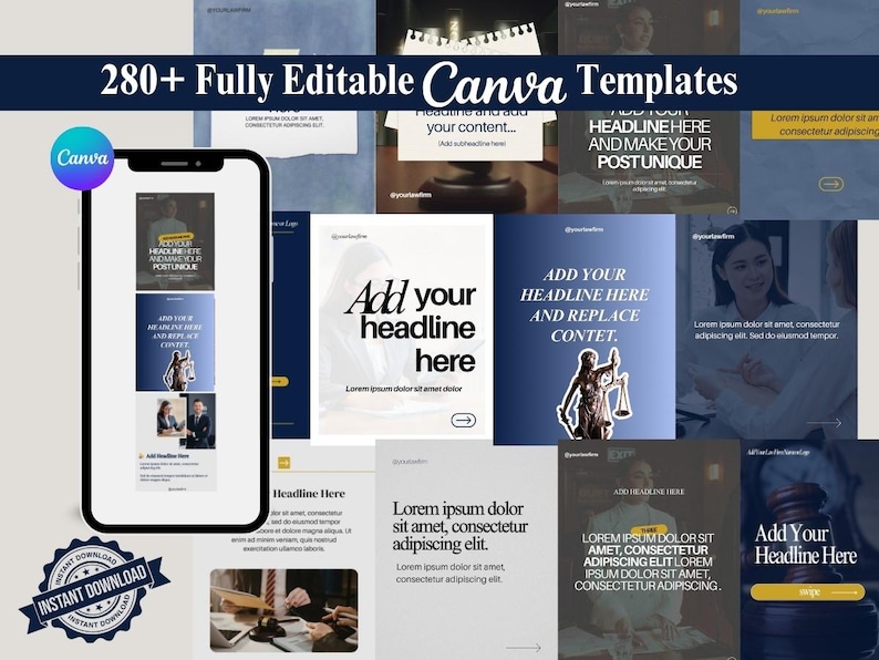 Lawyer Instagram Templates | Law Firm Social Media Kit (digital ...