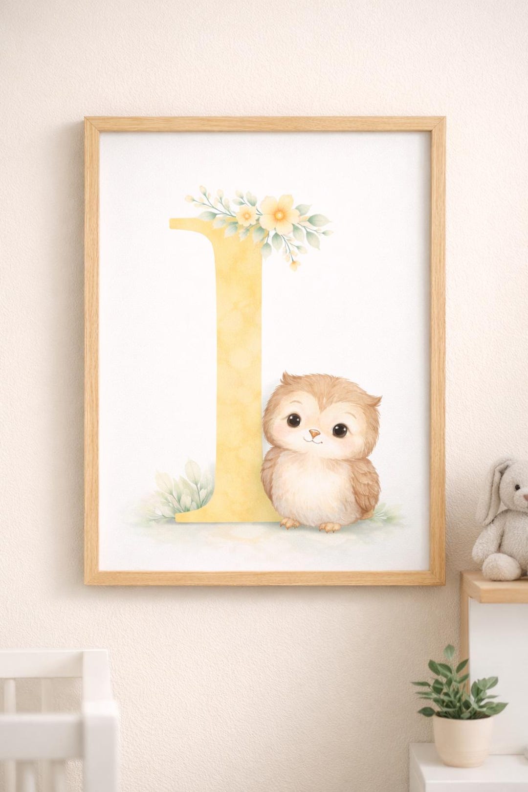 Woodland Nursery Letter I Print | Watercolor Owl Alphabet Wall Art ...