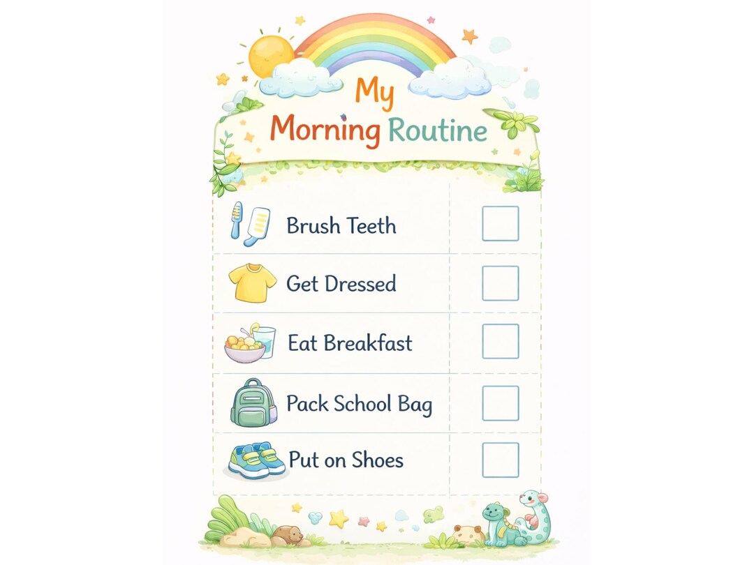 Rainbow Morning Routine Chart - Etsy