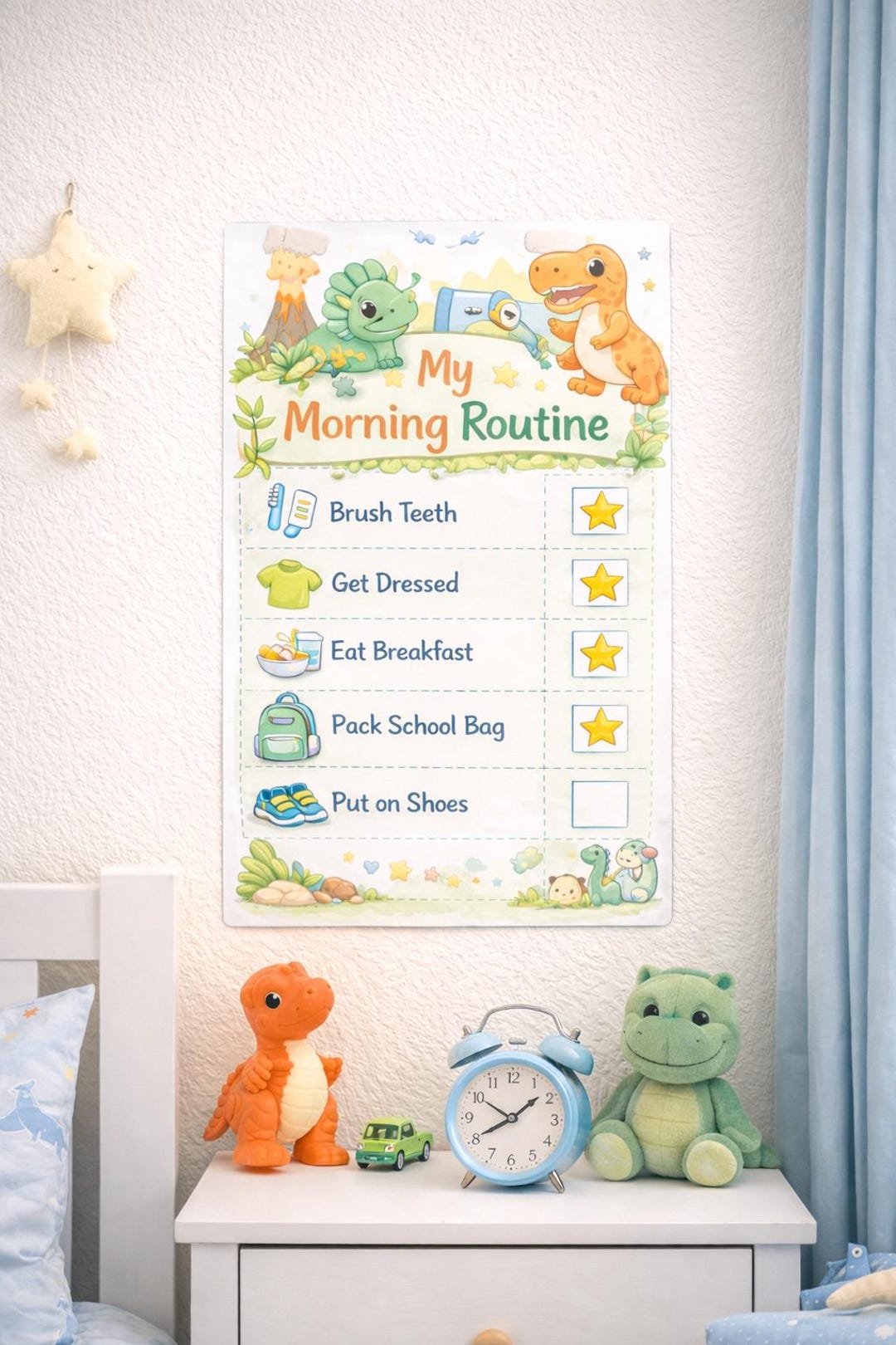 Dinosaur Morning Routine Chart for Kids | Dino Routine Checklist ...