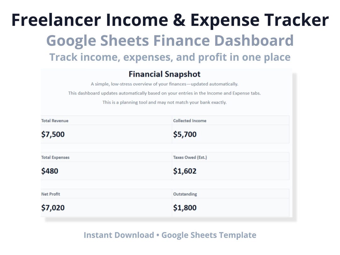 Small Business Income Expense Tracker – Google Sheets Finance Dashboard ...