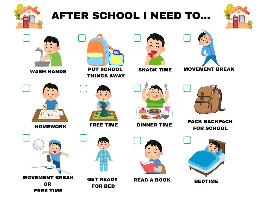 After School Routine Chart for Kids | ADHD Visual Schedule (instant ...