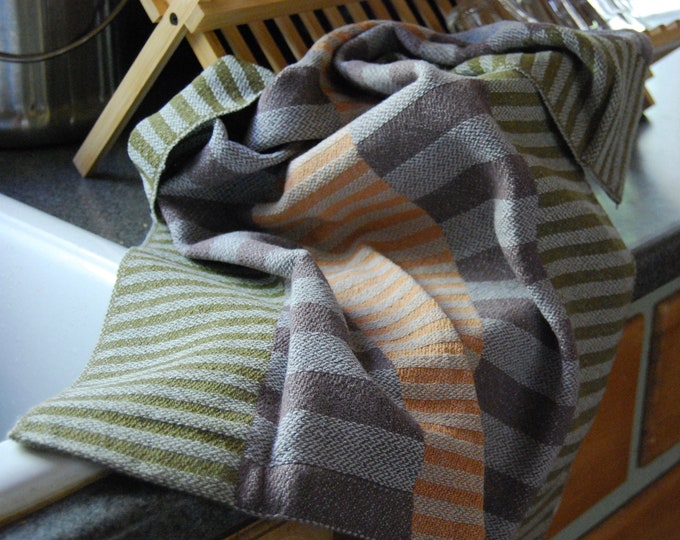 Side by Side Stripes Fall Handwoven Cotton Tea or Kitchen Towel - Etsy