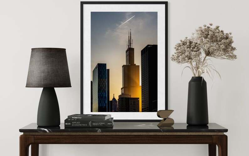 Chicago Skyline Sunset Print, Willis Tower Architecture Photo, Sears ...