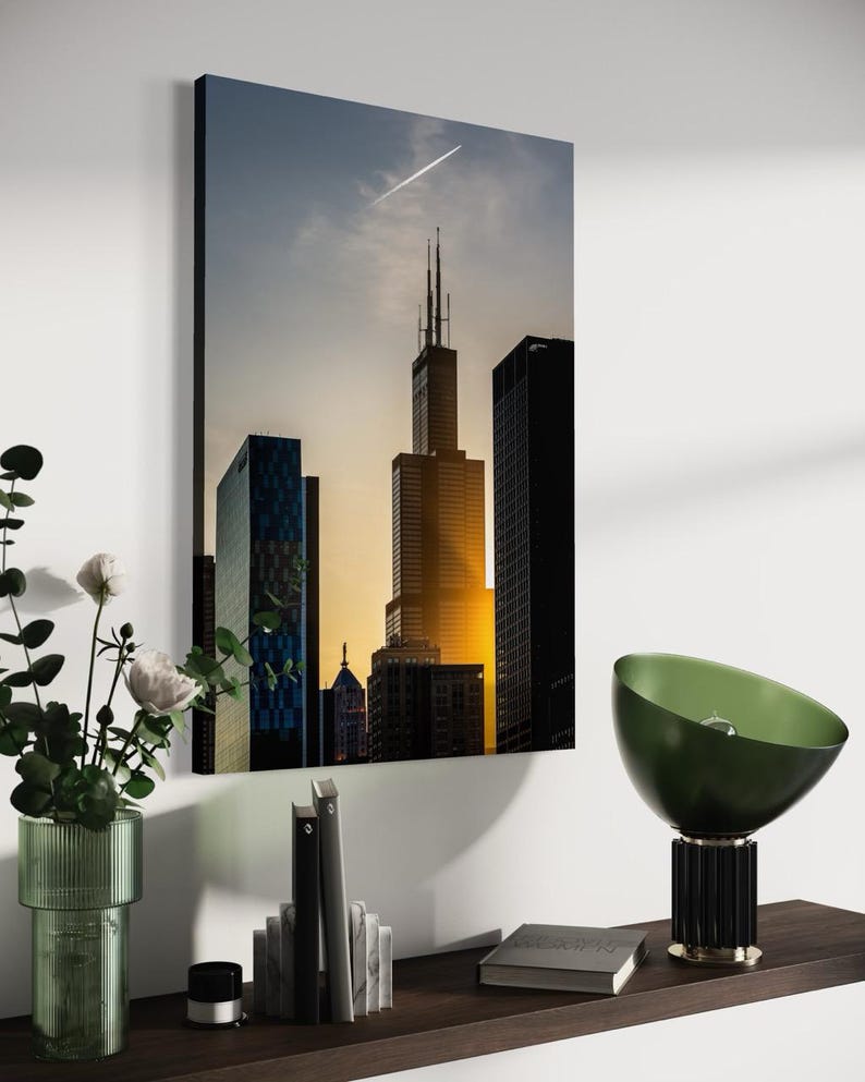 Chicago Skyline Sunset Print, Willis Tower Architecture Photo, Sears ...