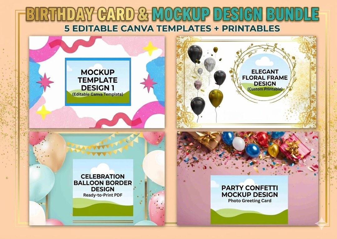 Editable Birthday Card Mockups Bundle – 12 PSD Templates, Realistic ...