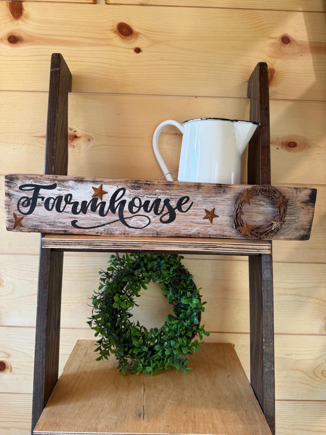 FARMHOUSE Sign Rustic Wood Sign Farmhouse Decor Shelf Sitter Distressed ...