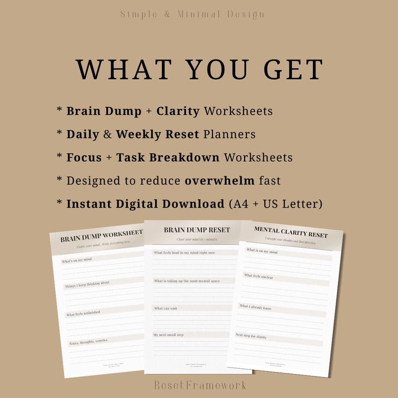 ADHD Reset Planner, Brain Dump Worksheet, Self Care Printable ...