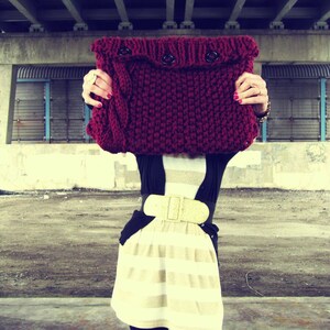 Knitted Laptop Sleeve Computer Cozy Electronic Case Red Cable Knit With ...