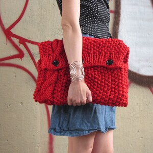 Knitted Laptop Sleeve Computer Cozy Electronic Case Red Cable Knit With ...
