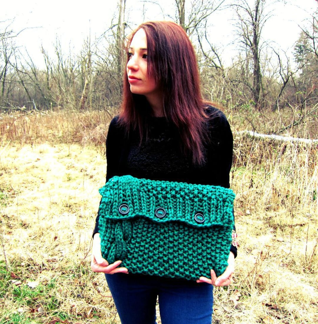 Knitted Laptop Sleeve Computer Cozy Electronic Case Green - Etsy