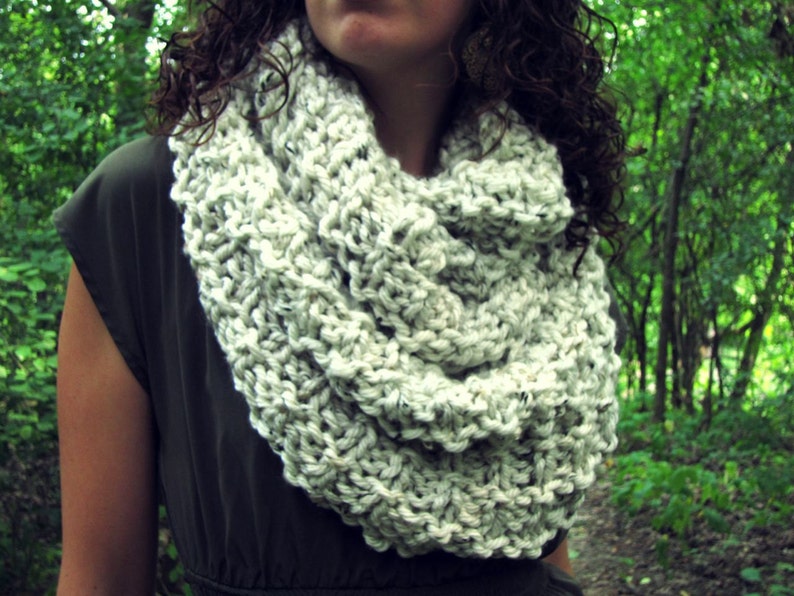 Chunky Knitted Cowl Scarf Unisex Bulky Hipster Mens Womens Tweed ...