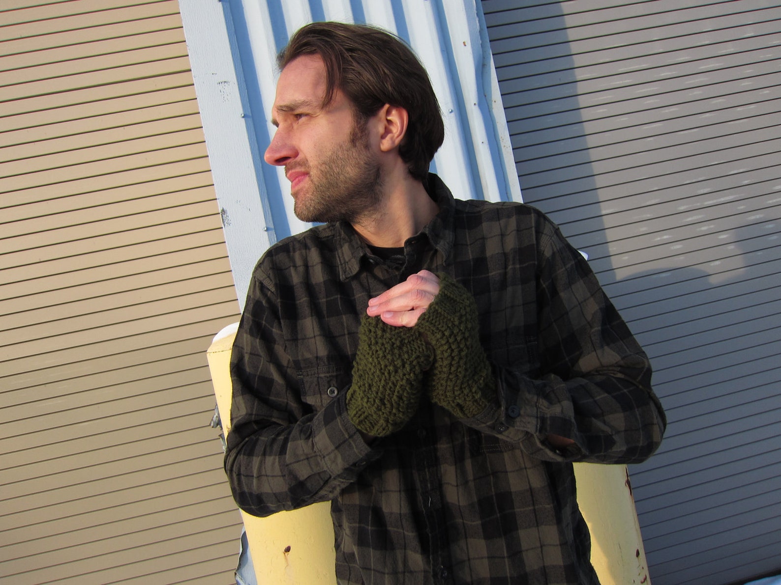 Mens Gloves Guys Hand Wamers Knit Mittens Knitted Hobo Gloves Green ...