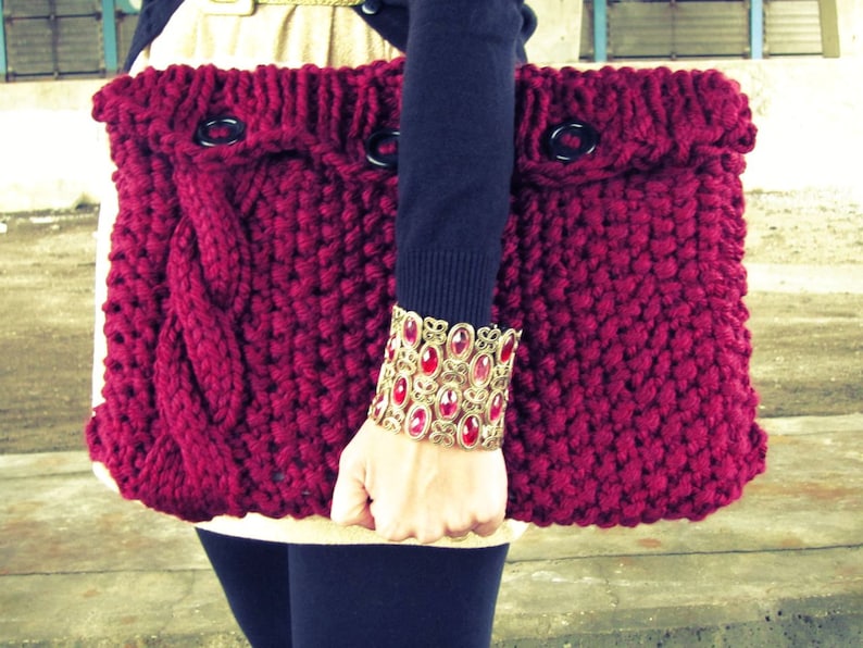 Knitted Laptop Sleeve Computer Cozy Electronic Case Red Cable - Etsy