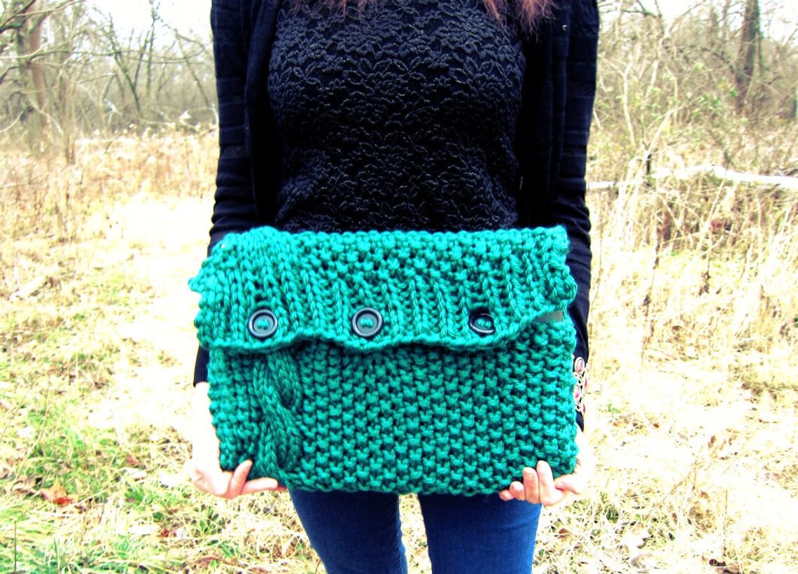 Knitted Laptop Sleeve Computer Cozy Electronic Case Green - Etsy