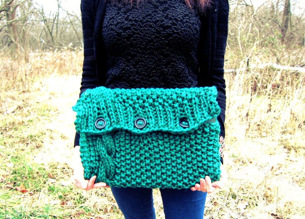 Knitted Laptop Sleeve Computer Cozy Electronic Case Green - Etsy