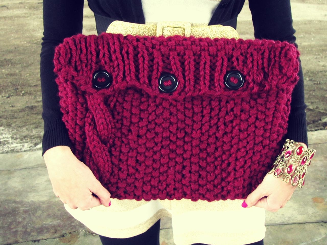 Knitted Laptop Sleeve Computer Cozy Electronic Case Red Cable - Etsy