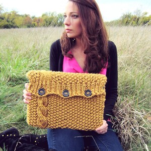 Knitted Laptop Sleeve Computer Cozy Electronic Case Mustard Yellow ...